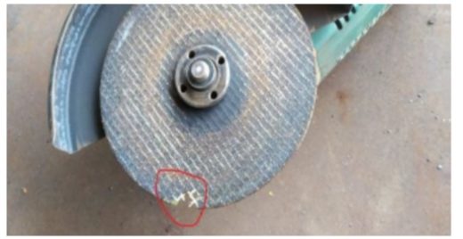 Unsafe Use of Hand grinder with damaged disc – IMCA